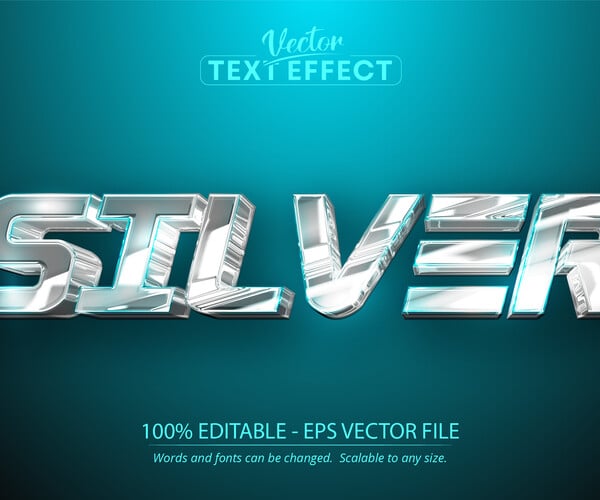 ArtStation - Silver editable text effect, shiny luxury silver color and ...