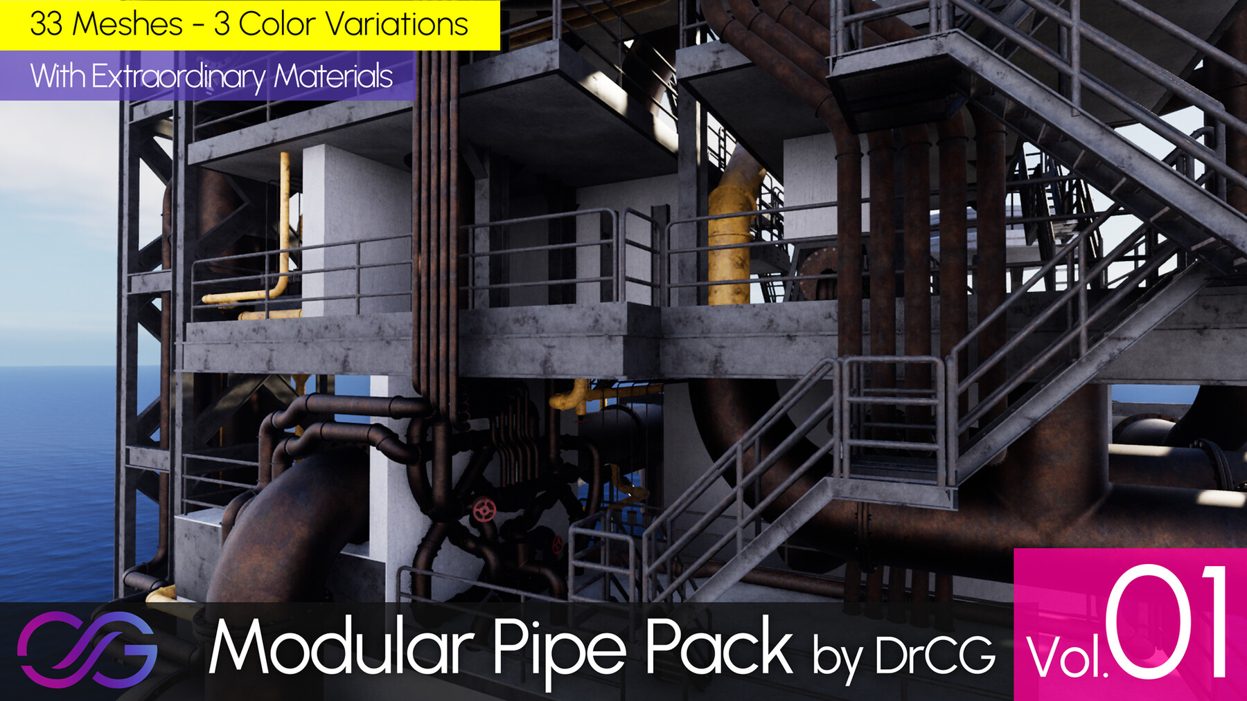 ArtStation - Modular Pipe Pack 3D Model for Unreal Engine 5 (Offshore Oil Platform - Sea/Ocean ...