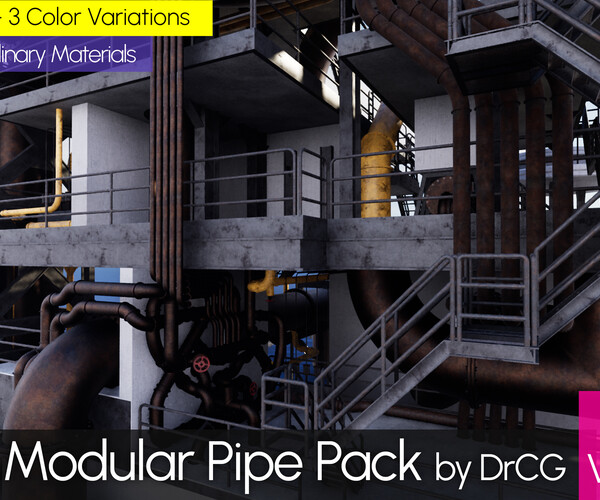 ArtStation - Modular Pipe Pack 3D Model for Unreal Engine 5 (Offshore Oil Platform - Sea/Ocean ...