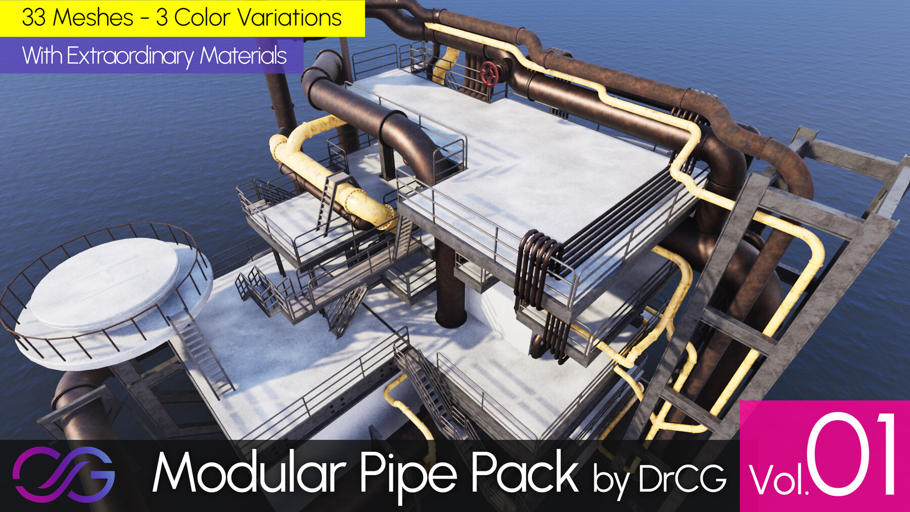 ArtStation - Modular Pipe Pack 3D Model for Unreal Engine 5 (Offshore Oil Platform - Sea/Ocean ...