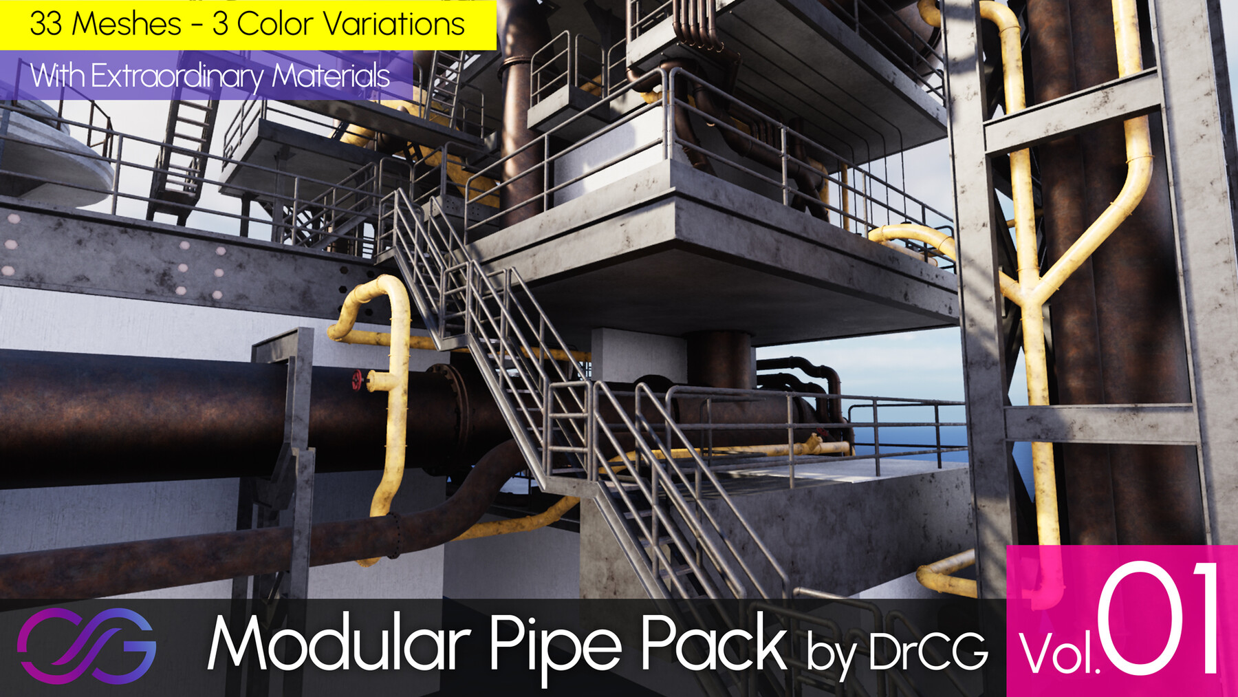 ArtStation - Modular Pipe Pack 3D Model for Unreal Engine 5 (Offshore Oil Platform - Sea/Ocean ...