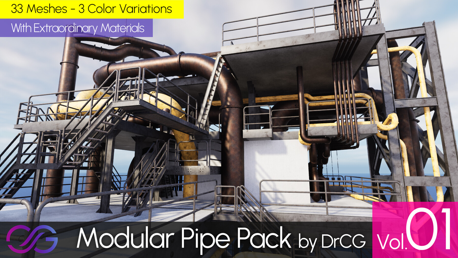 ArtStation - Modular Pipe Pack 3D Model for Unreal Engine 5 (Offshore Oil Platform - Sea/Ocean ...