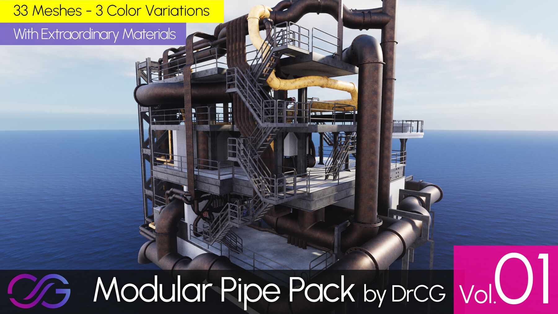 ArtStation - Modular Pipe Pack 3D Model for Unreal Engine 5 (Offshore Oil Platform - Sea/Ocean ...