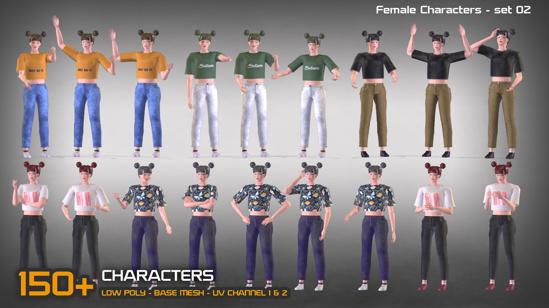 ArtStation - 150+ Female Characters -set 02 +PBR materials | Resources