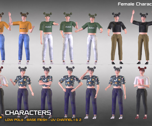ArtStation - 150+ Female Characters -set 02 +PBR materials | Resources