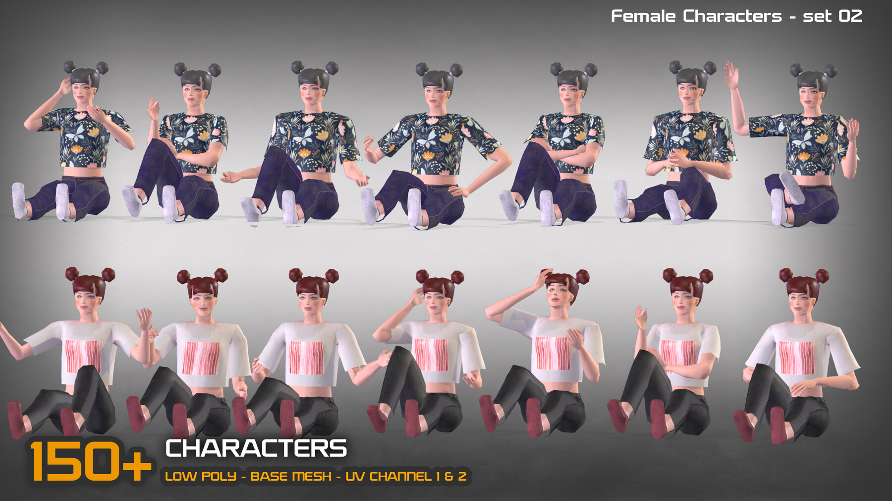 ArtStation - 150+ Female Characters -set 02 +PBR materials | Resources