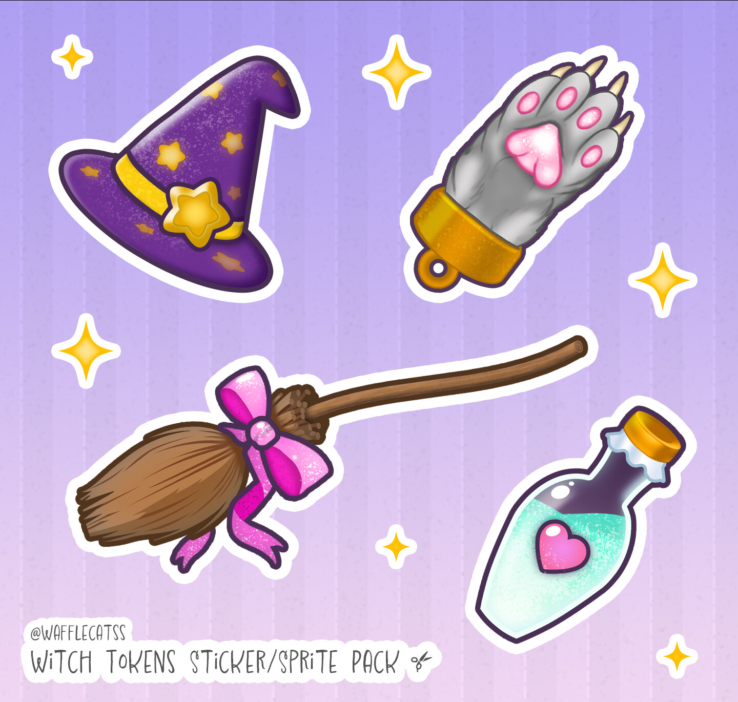 ArtStation - Cute Witch Tokens Sprite/Sticker Pack 🧙‍♀️ | Artworks