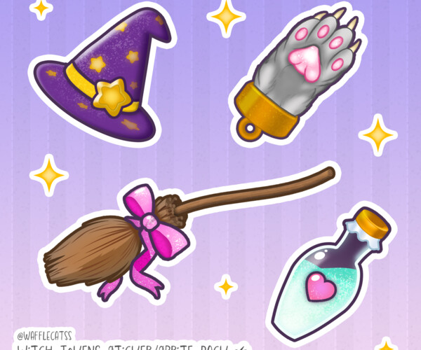 ArtStation - Cute Witch Tokens Sprite/Sticker Pack 🧙‍♀️ | Artworks