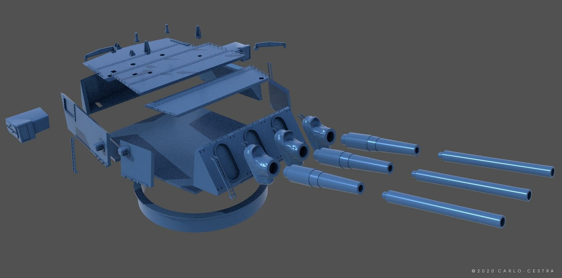 ArtStation - USS Iowa Mark 7 turret - 1/72 scale - 3D PRINTING | Resources