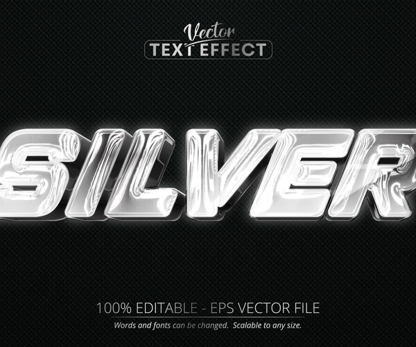 ArtStation - Silver editable text effect, shiny luxury silver color and ...