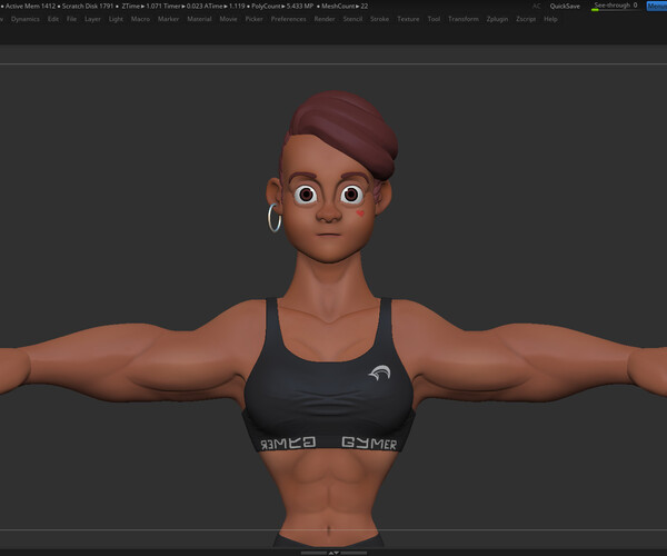 ArtStation - Female Gymer Basemesh - ZBrush 2022 | Resources