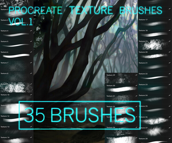 ArtStation - PROCREATE Texture Brushes VOL.1 | Brushes