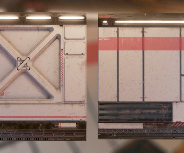 ArtStation - 4 Sci-fi corridor trim sheet textures - [White/Metal/Rust ...