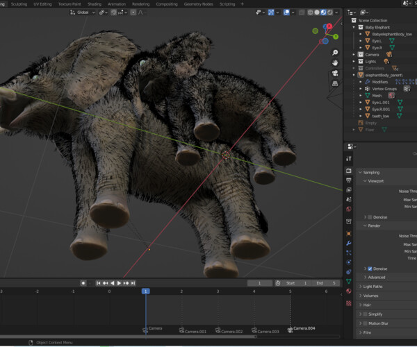 ArtStation - Fur Elephant and Baby Elephant Rigged in Blender | Game Assets
