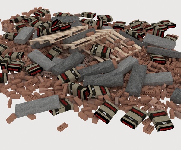 ArtStation - bricks concrete blocks sacks pallets pile 3 | Game Assets