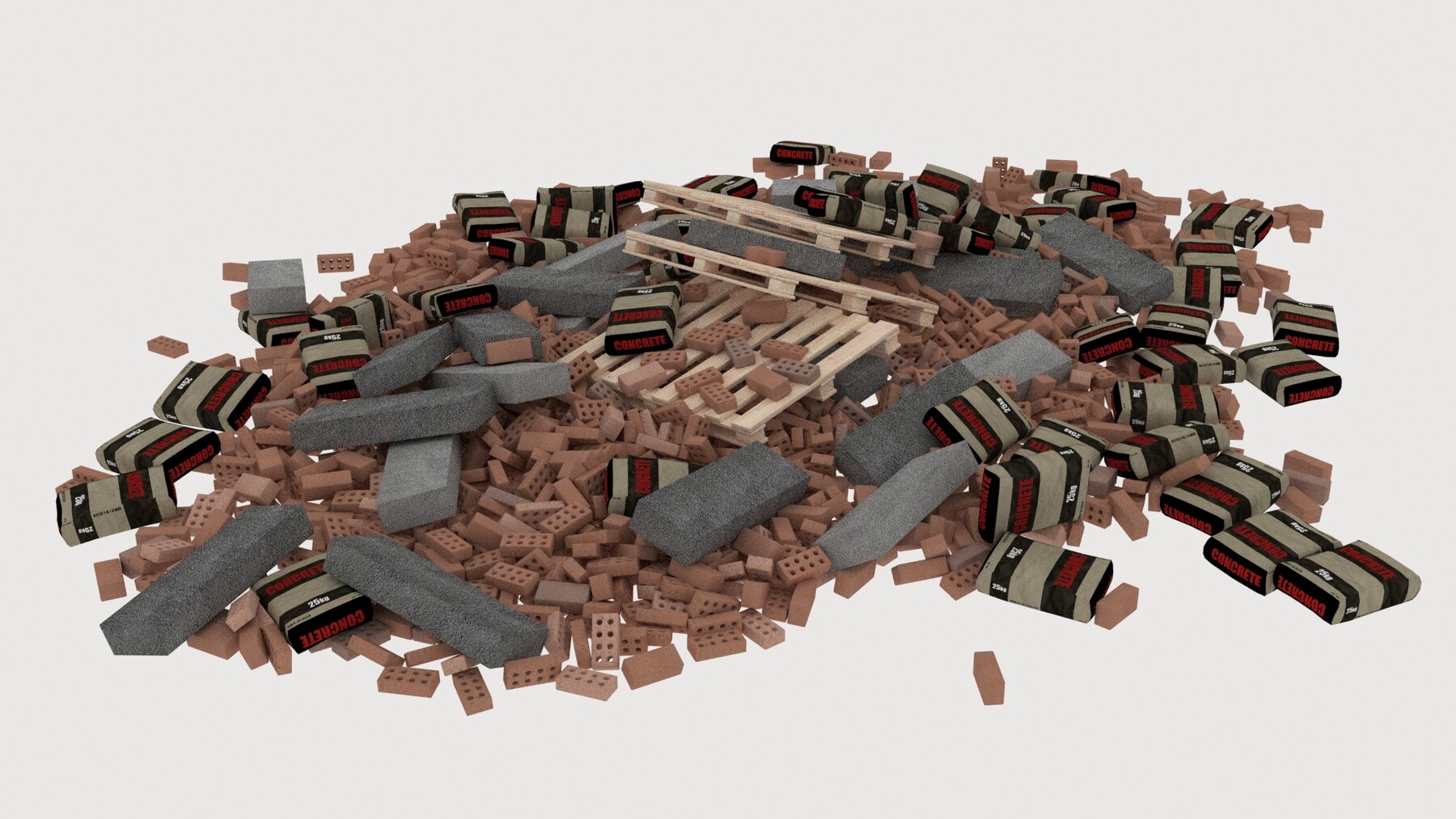 ArtStation - bricks concrete blocks sacks pallets pile 3 | Game Assets