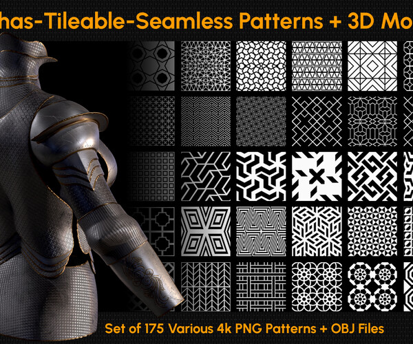 ArtStation - 175 Alphas, Tileable, Seamless Patterns + 3D Model ...