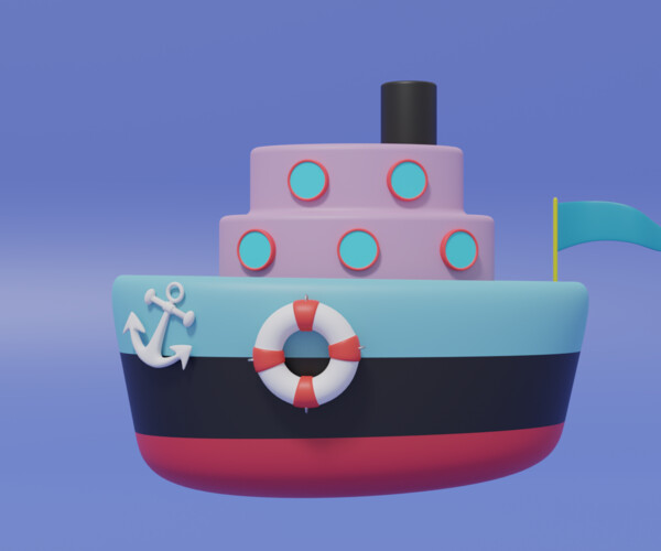 ArtStation - Cartoon Cute Ship Boat 3D model | Resources
