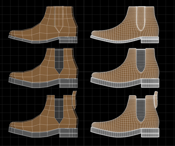 ArtStation - chelsea boot stylized basemesh 3-pack | Resources