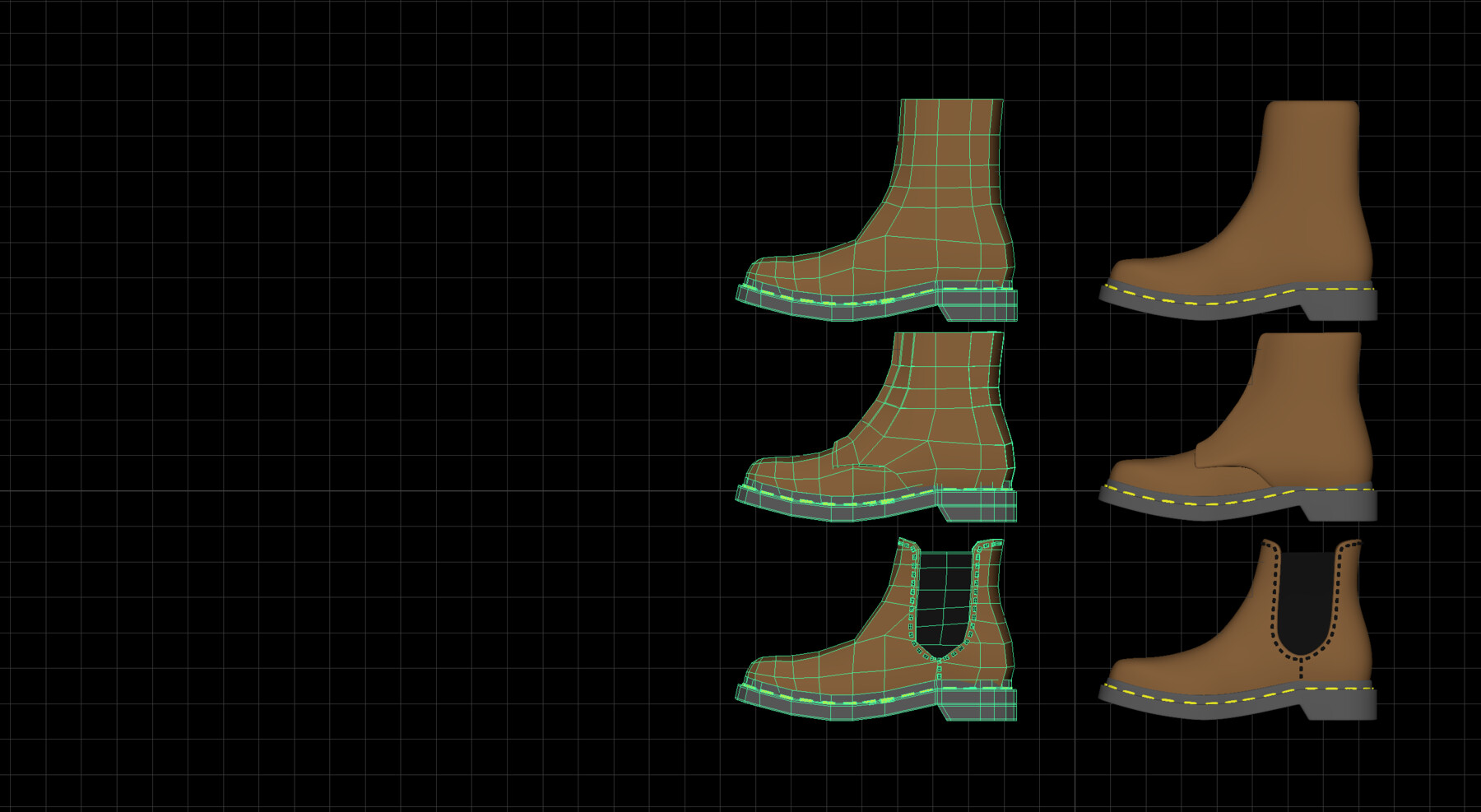 ArtStation - martens boots stylized basemesh 3-pack | Resources