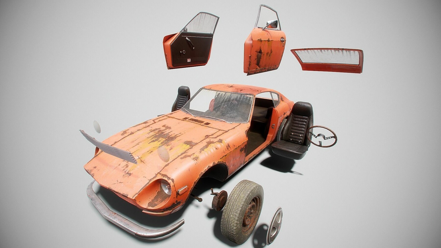 ArtStation - set of classic coupe PBR car with interior in 9 color ...