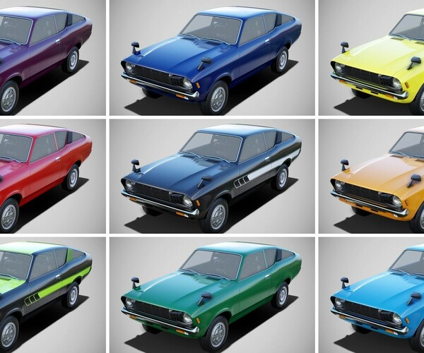 ArtStation - Old Classic PBR car coupe set with interior in 9 color ...