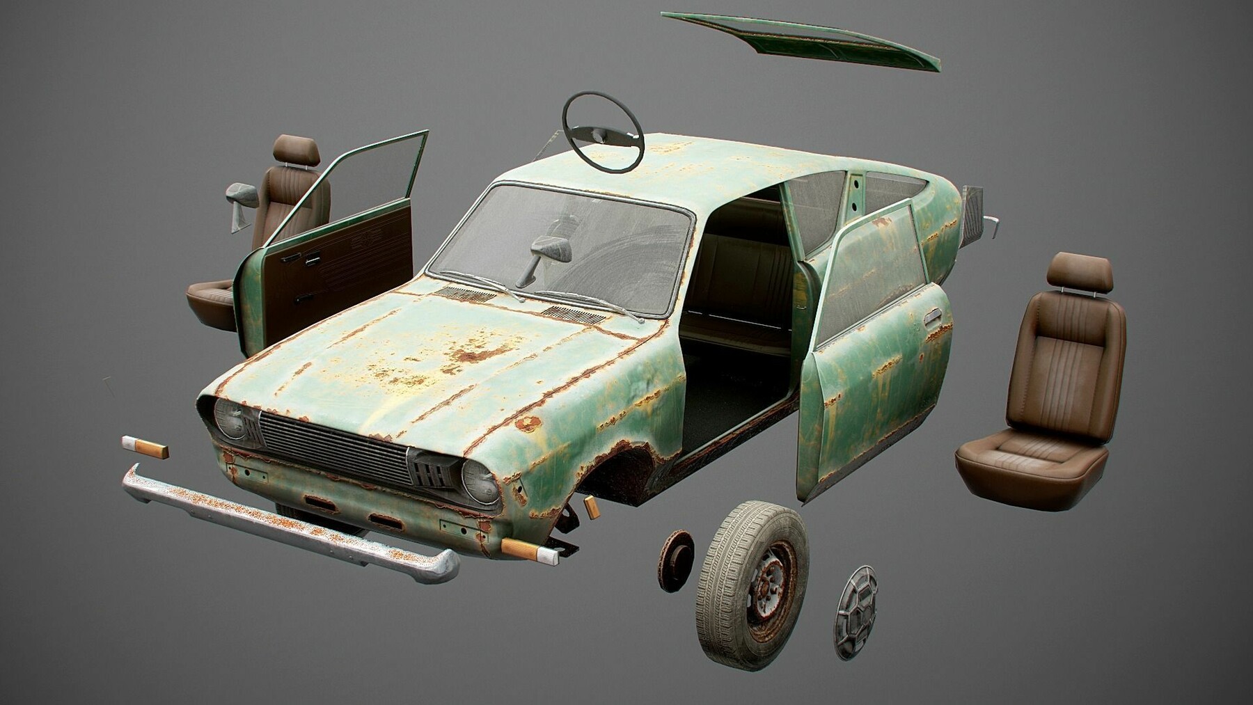 ArtStation - Old Classic PBR car coupe set with interior in 9 color ...