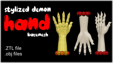 ArtStation - demon hand stylized basemesh | Resources