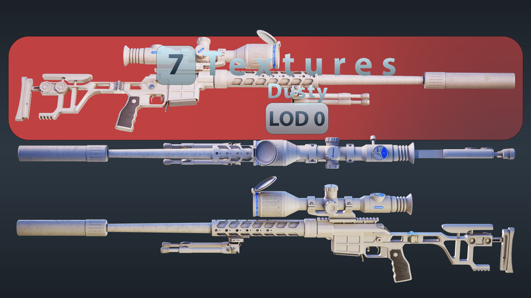 ArtStation - Sniper Rifle (DVL-10-M2-Urbana) + 5 Attachments + 7 Skin ...