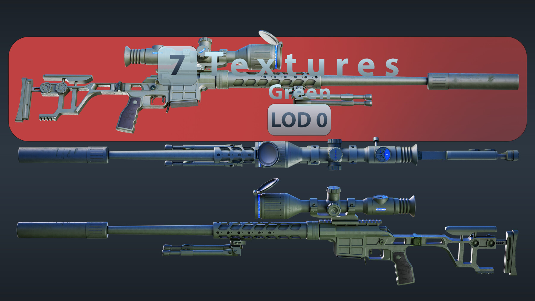 ArtStation - Sniper Rifle (DVL-10-M2-Urbana) + 5 Attachments + 7 Skin ...