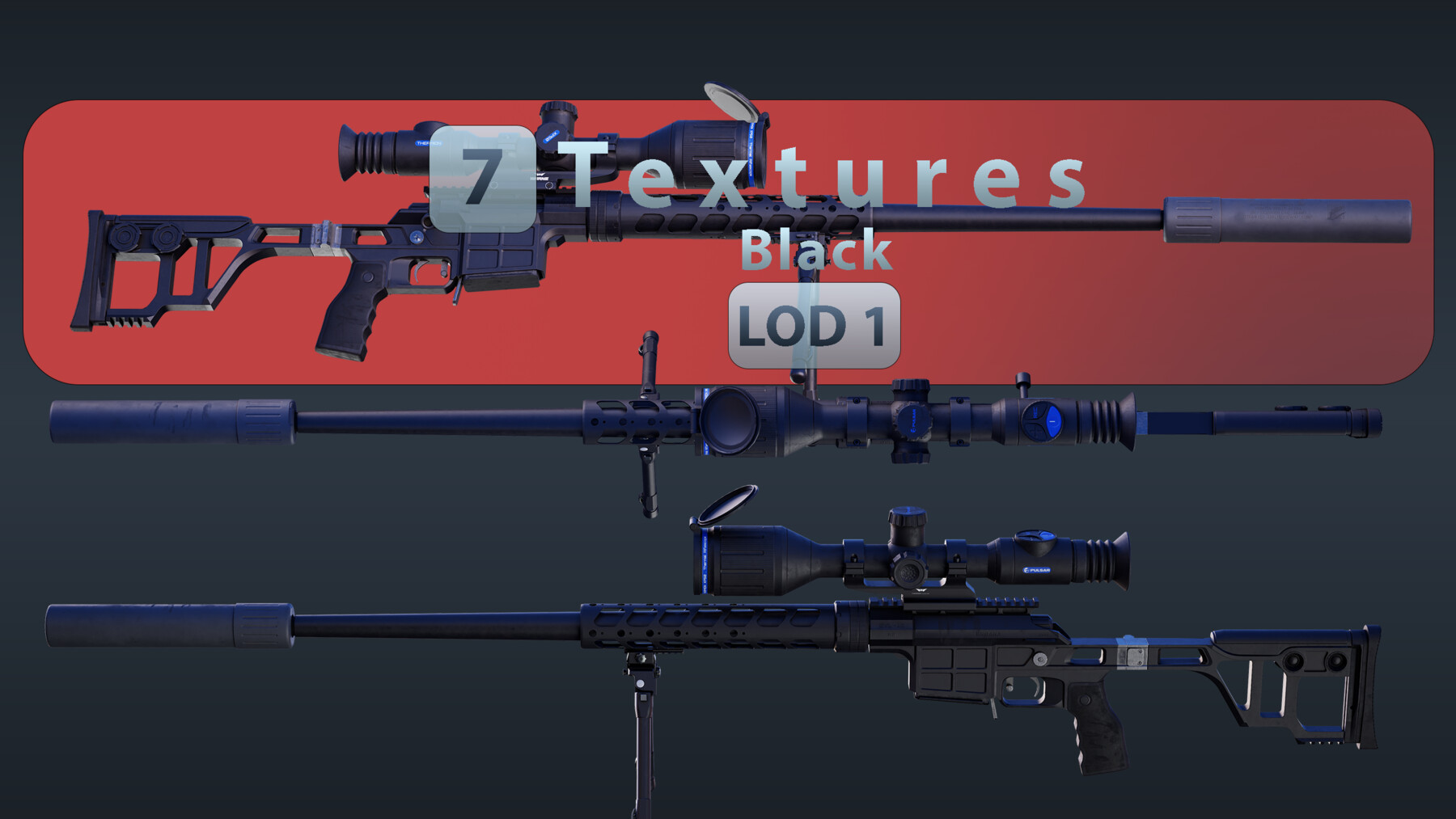 ArtStation - Sniper Rifle (DVL-10-M2-Urbana) + 5 Attachments + 7 Skin ...