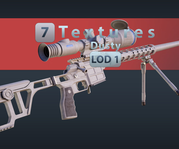 ArtStation - Sniper Rifle (DVL-10-M2-Urbana) + 5 Attachments + 7 Skin ...