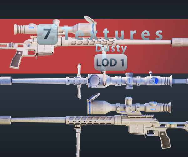 ArtStation - Sniper Rifle (DVL-10-M2-Urbana) + 5 Attachments + 7 Skin ...