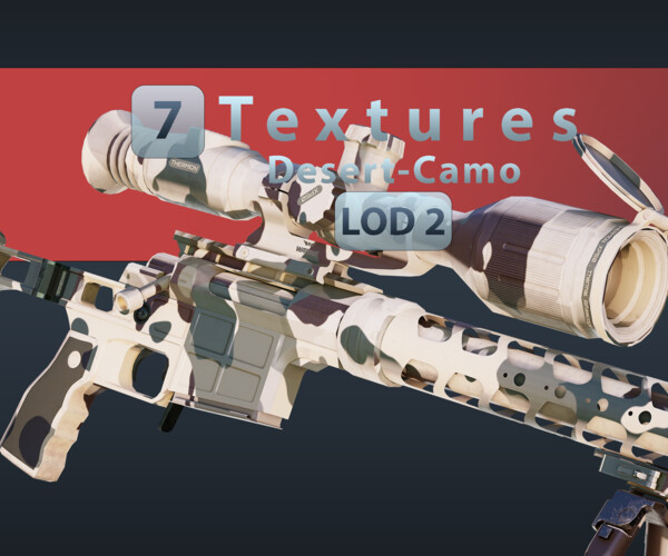 ArtStation - Sniper Rifle (DVL-10-M2-Urbana) + 5 Attachments + 7 Skin ...