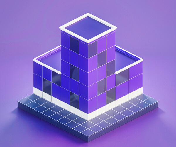 ArtStation - 4 low-poly stylized buildings - Blender format | Resources