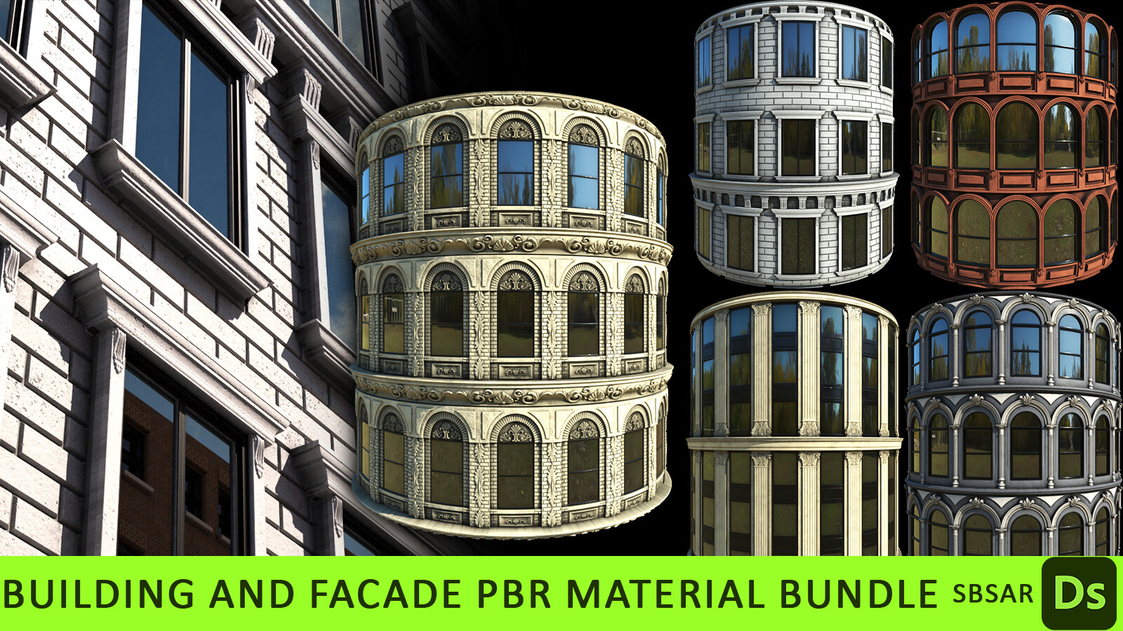 ArtStation - Facade and building PBR material bundle (SBSAR + 4k ...