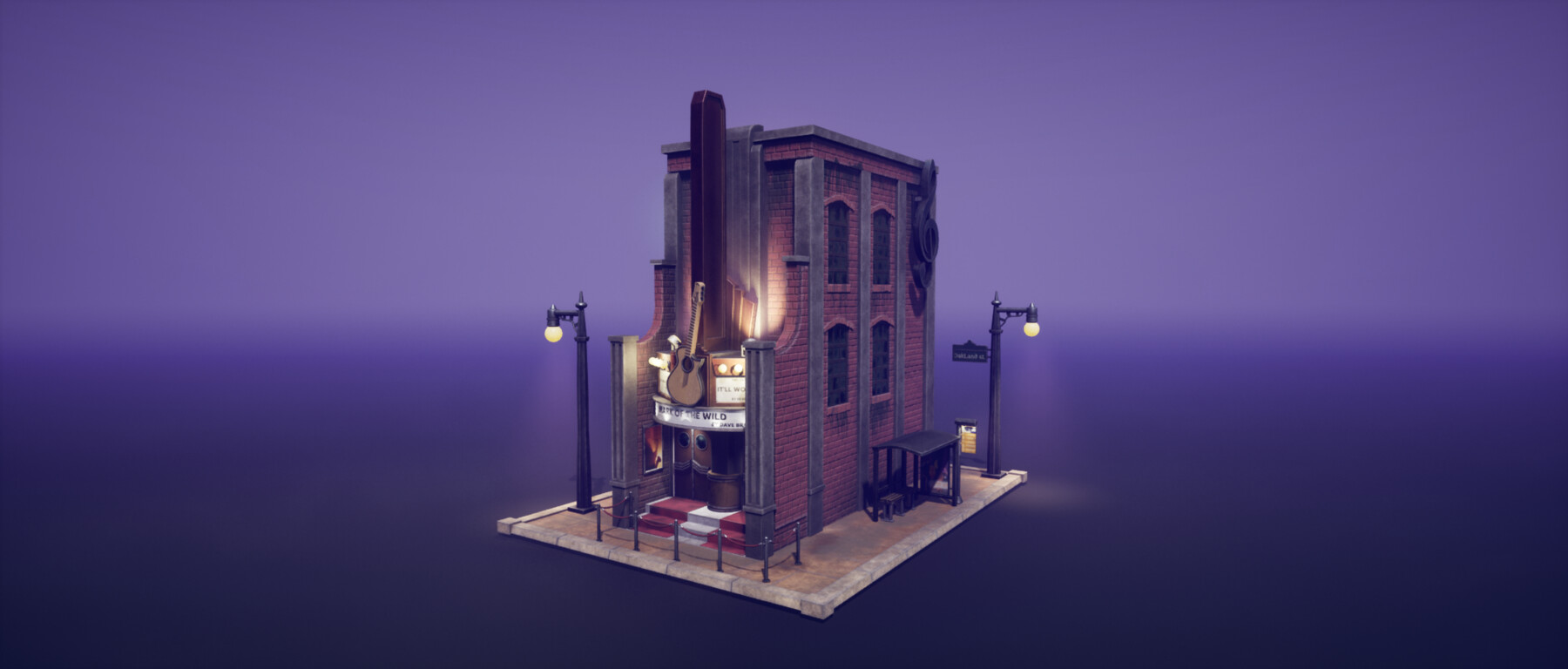 ArtStation - Blender 3 Unreal Engine 5 Vintage Music Hall Building Game ...