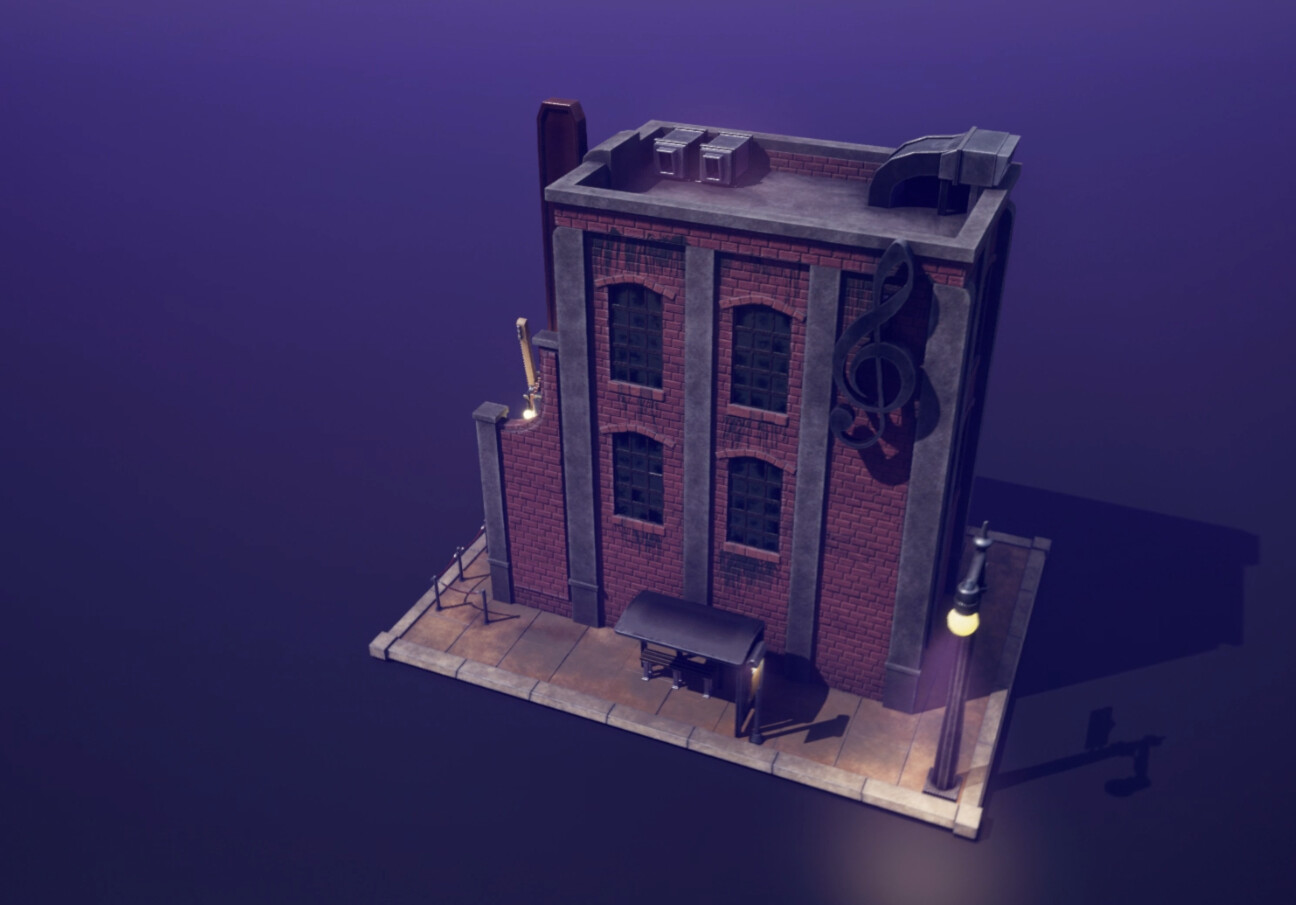 Artstation Blender 3 Unreal Engine 5 Vintage Music Hall Building Game Design Game Assets 