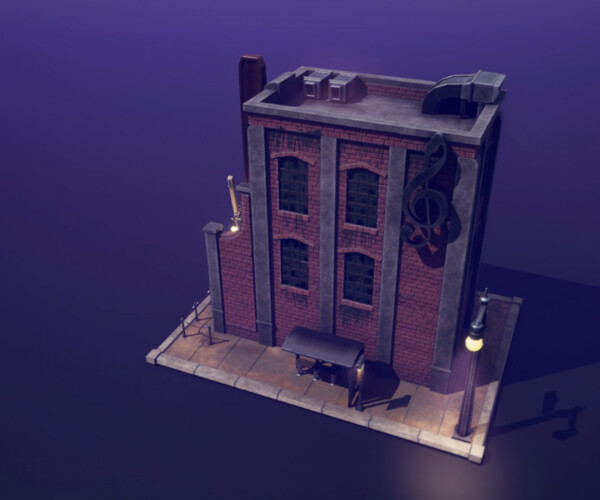 ArtStation - Blender 3 Unreal Engine 5 Vintage Music Hall Building Game ...