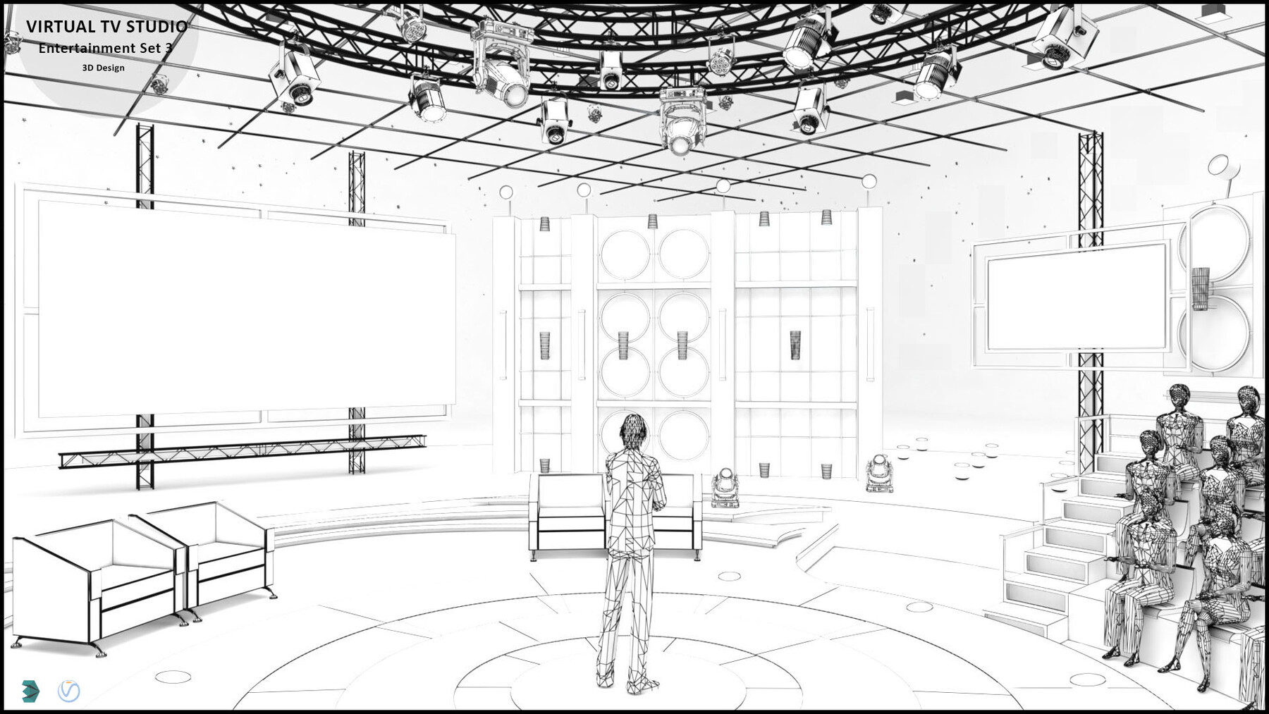ArtStation - Virtual TV Studio Entertainment Set 3 | Game Assets