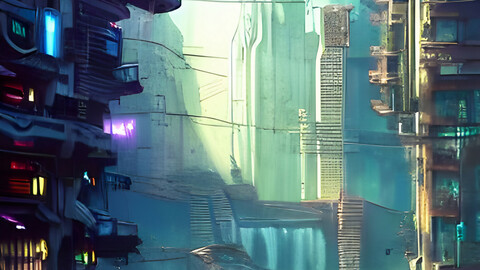 ArtStation - Cyberpunk Waterfall | Artworks