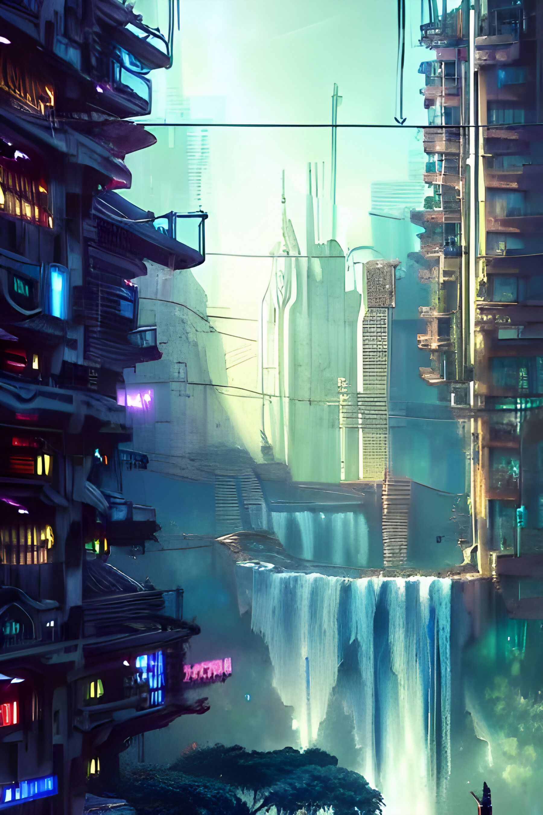 ArtStation - Cyberpunk Waterfall | Artworks
