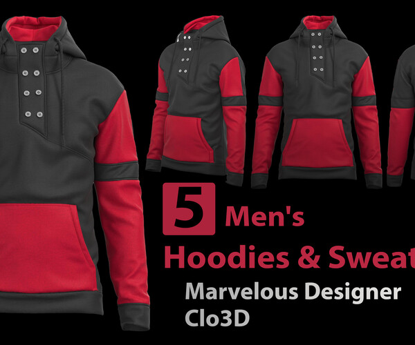 ArtStation - 5 Men's Hoodie & Sweatshirt +Zprj+Fbx+Obj | Game Assets