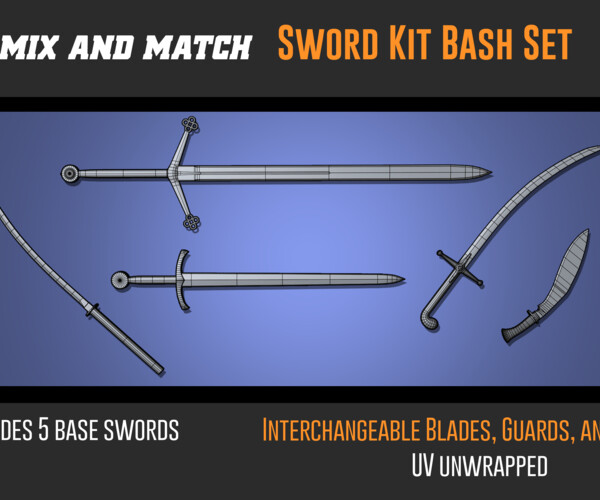 ArtStation - Mix and Match Sword Kit Bash Set | Resources