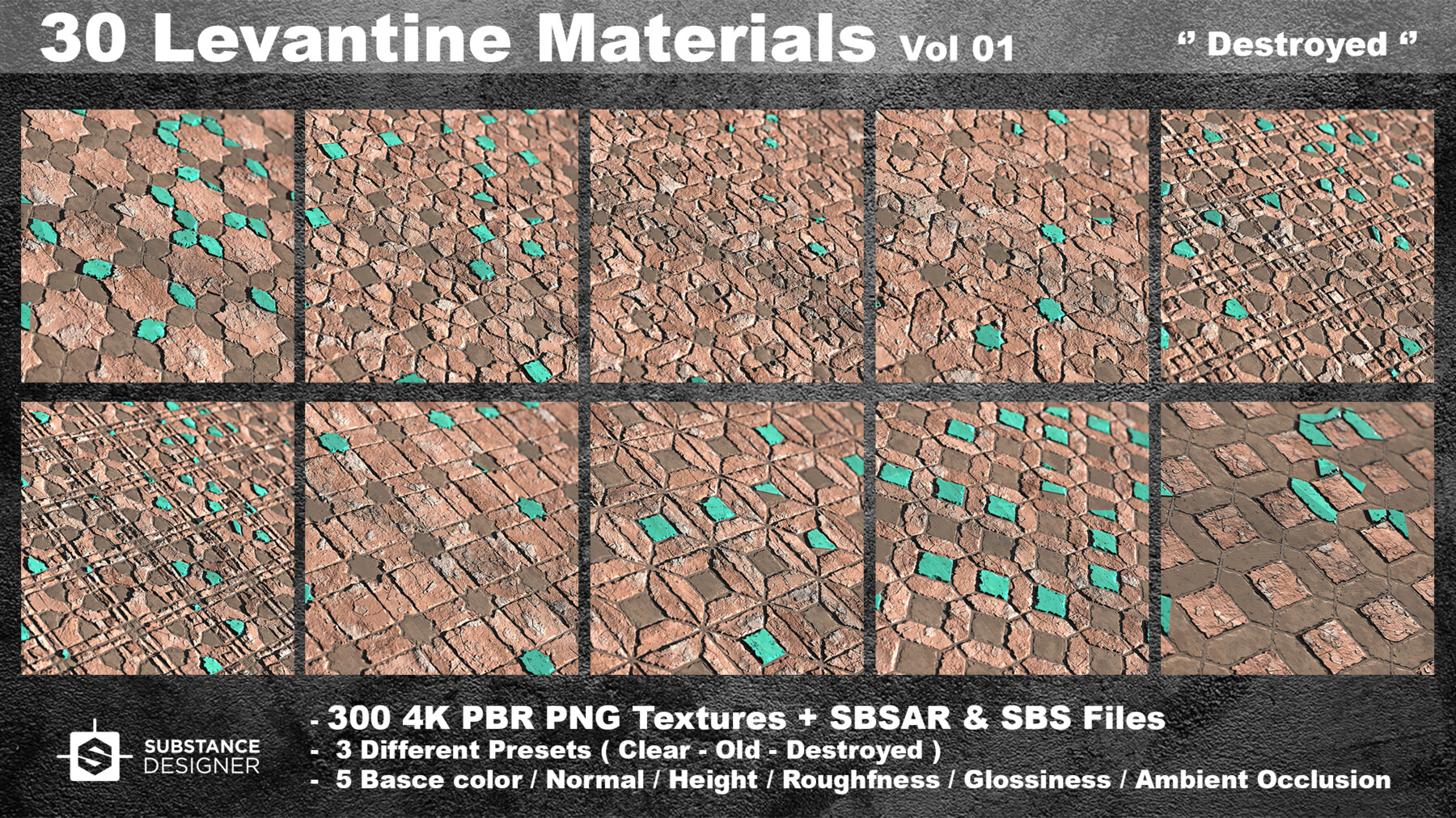 ArtStation - 30 High quality Levantine material + SBS & SBSAR files, 10 ...