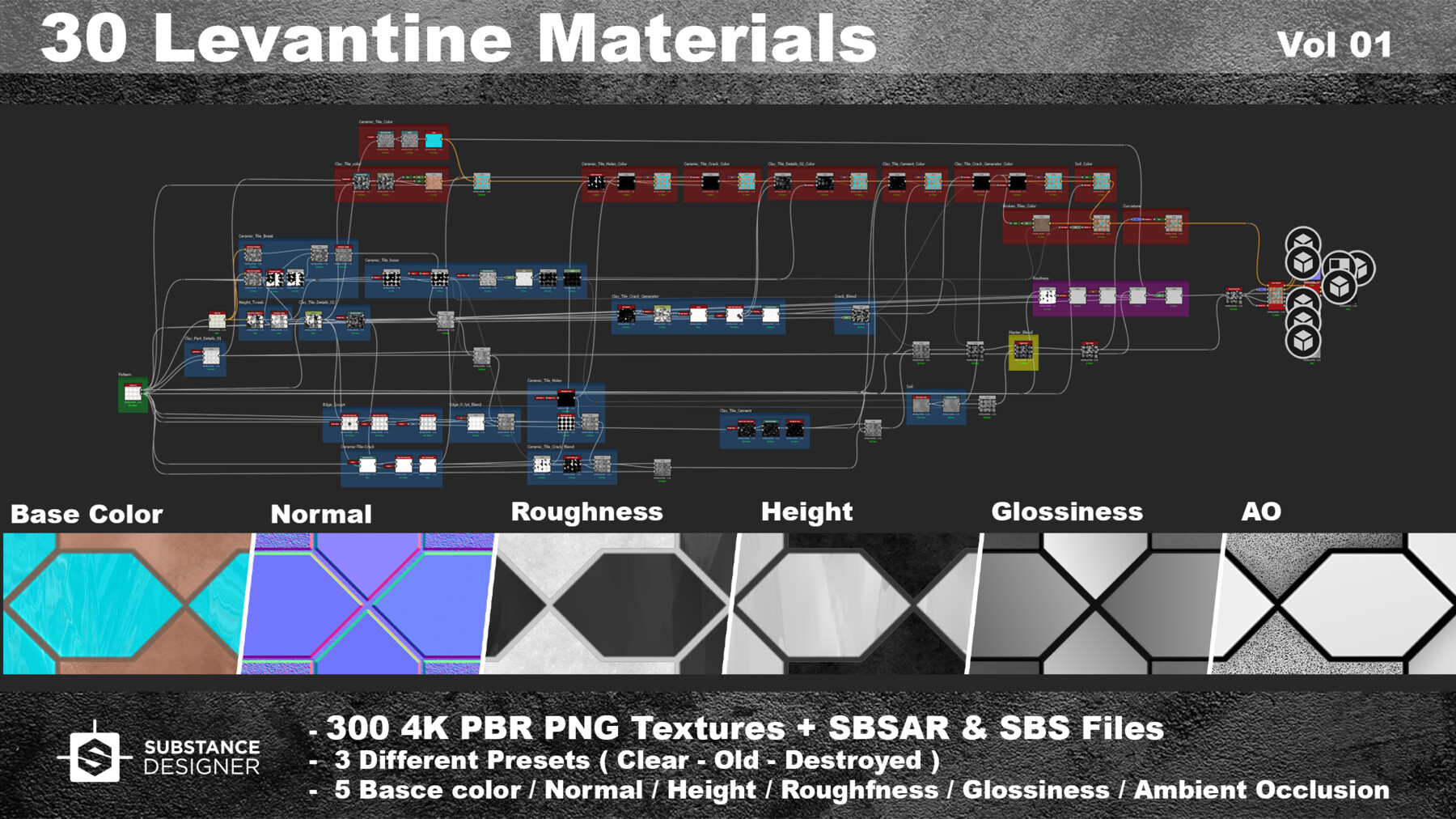 ArtStation - 30 High quality Levantine material + SBS & SBSAR files, 10 ...
