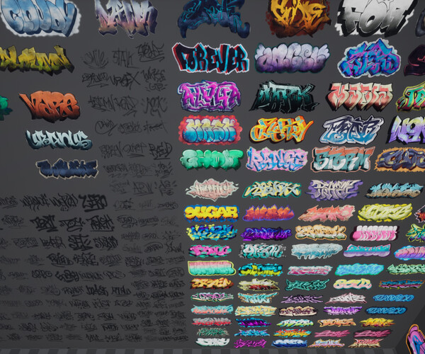 ArtStation - Graffiti Pack Decals 5 in 1 | Game Assets