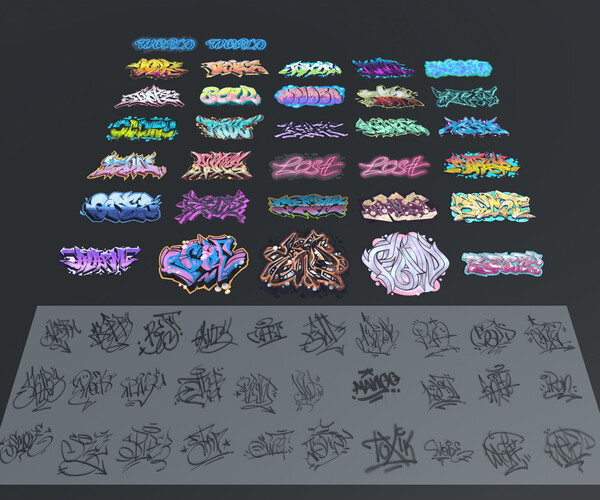 ArtStation - Graffiti Pack Decals 5 in 1 | Game Assets