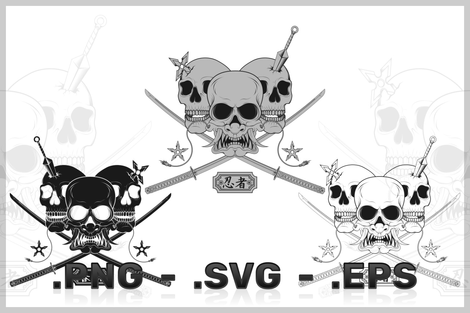 ArtStation - Skull Vector Design With Hannya Mask And Katanas | Artworks