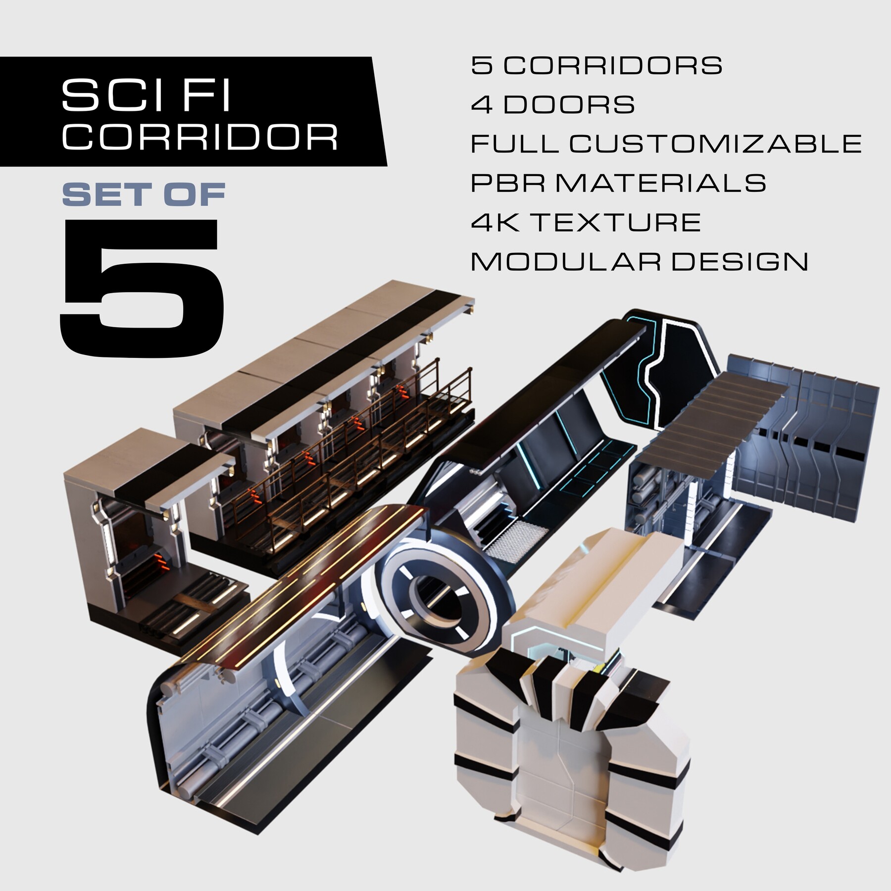 ArtStation - Sci Fi Corridor Set Of Five | Resources